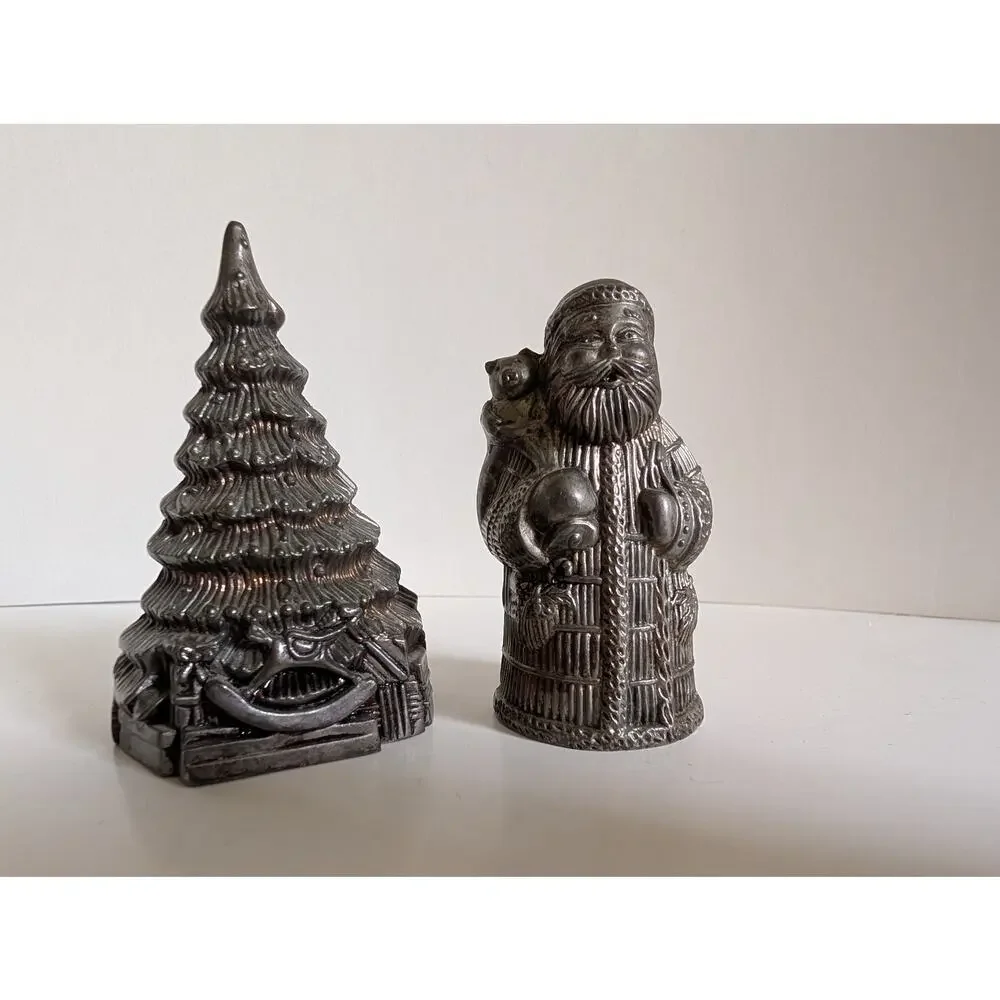 Unknown | Kitchen | Vintage Heavy Pewter Santa And Christmas Tree Salt ...